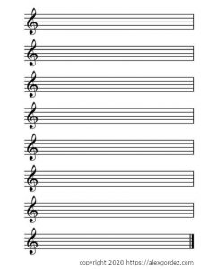 Alex Gordez Guitarist | Blank Printable Treble Clef Only Sheet Music ...